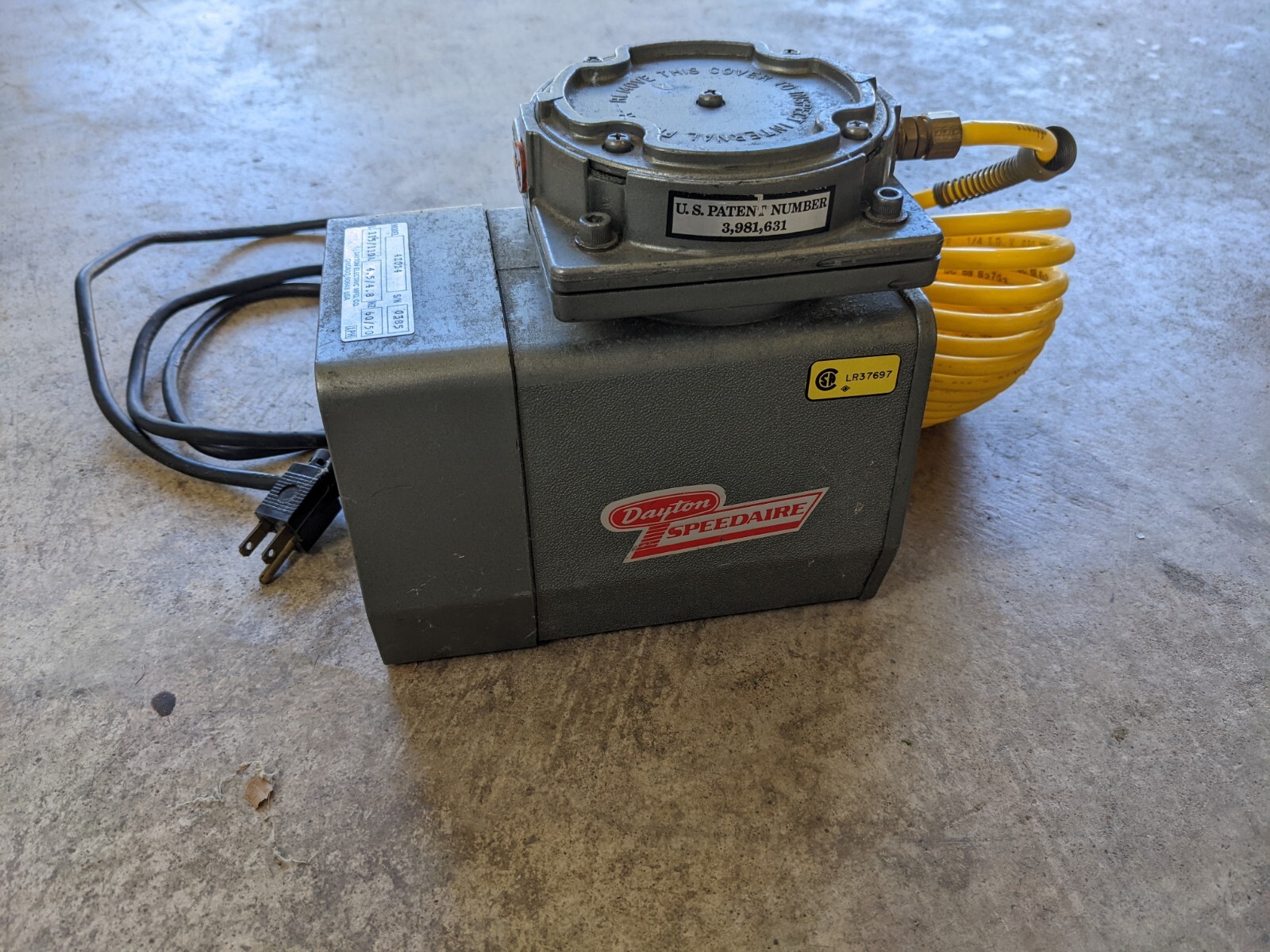 Dayton SPEEDAIRE 27866 Model 4Z024 Compressor Vacuum Pump for sale ...