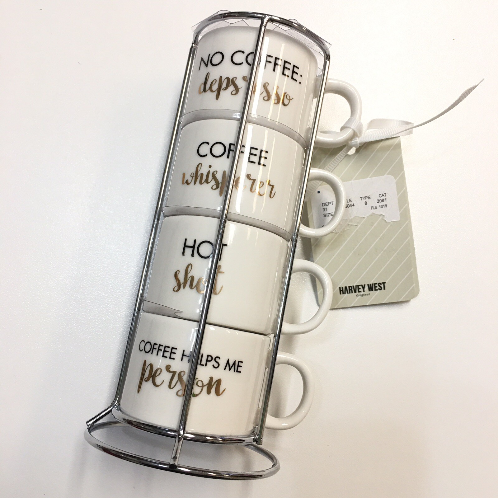 Harvey West Stackable Espresso Cup Set Bone China Nespresso Diavolitto ...