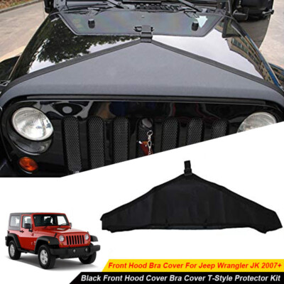 Black Front Hood Bra Cover T Style Protector Kit for Jeep Wrangler JK ...