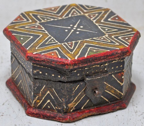 Vintage Wooden Octagonal Small Storage Box Original Old Hand Crafted ...