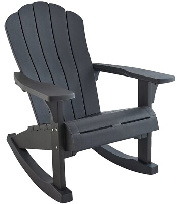 Keter Outdoor Rocking Adirondack Chair Porch Rocker Heavy Duty 350 lb ...