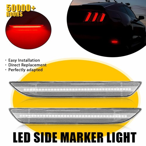 Rear Bumper 2pcs Red Side LED Marker Signal Light Lamps For 2015-22 ...