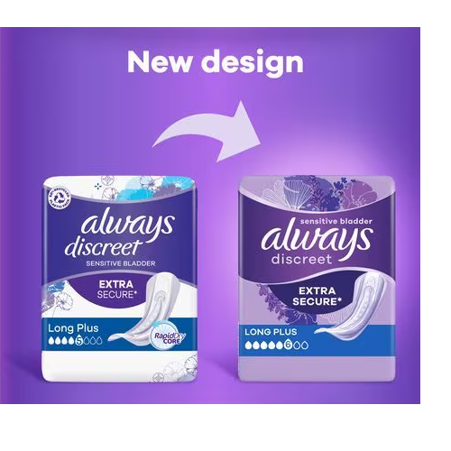 Always Discreet Sensitive Bladder Incontinence Pads Long Plus Thin - 96 ...