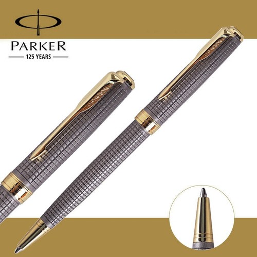 Parker Sonnet Ballpoint Pen Grey Grid Gold Clip 0.5mm Fine Ink Refill ...