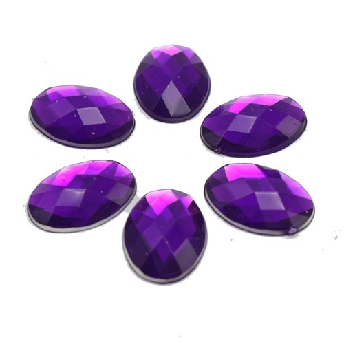 100 Dark Purple Flatback Acrylic Rhinestone Oval Gems 13X18mm No Hole ...