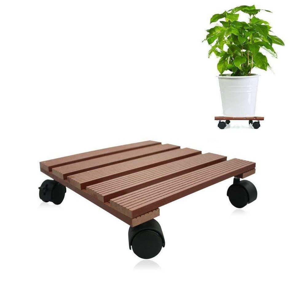 Movable Flower Stand with Wheel Plant Planter Trolley Rolling Home ...