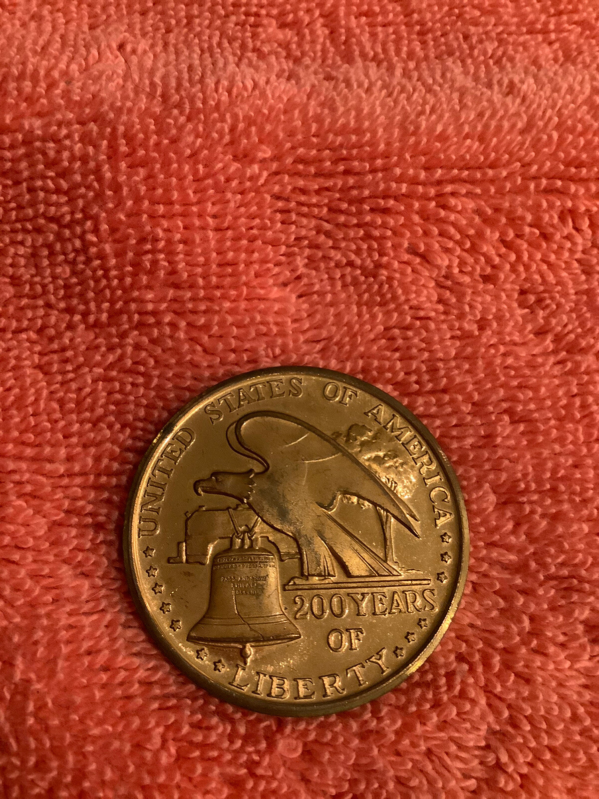 1976 US BICENTENNIAL Coin, 200 Years of Liberty Copper Coin Clean By A ...