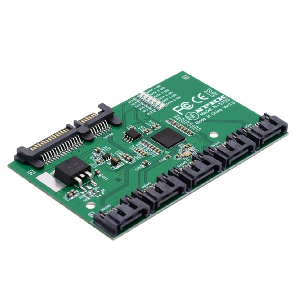 SATA Port Multiplier SATA 3.0 6Gbps 1 to 5 Splitter Ports HUB Expansion ...