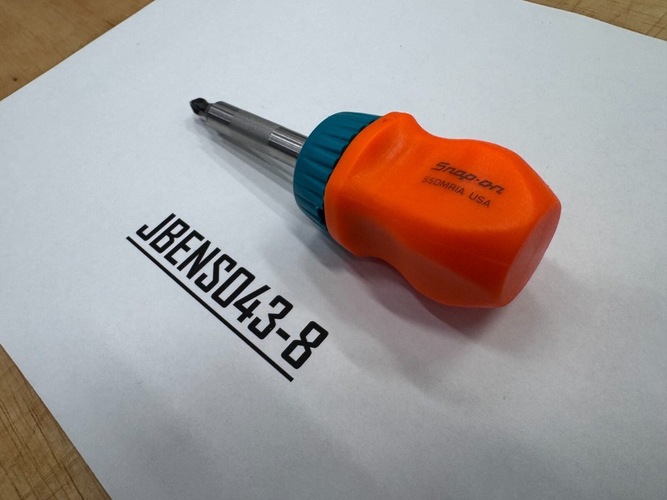 Snap-on Tools TEAL & ORANGE Stubby Hard Grip Ratcheting Screwdriver ...