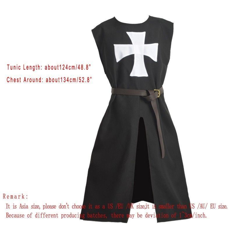 Medieval Warrior Crusaders Knight Tunic CAPE Cloak Robe LARP Cosplay ...