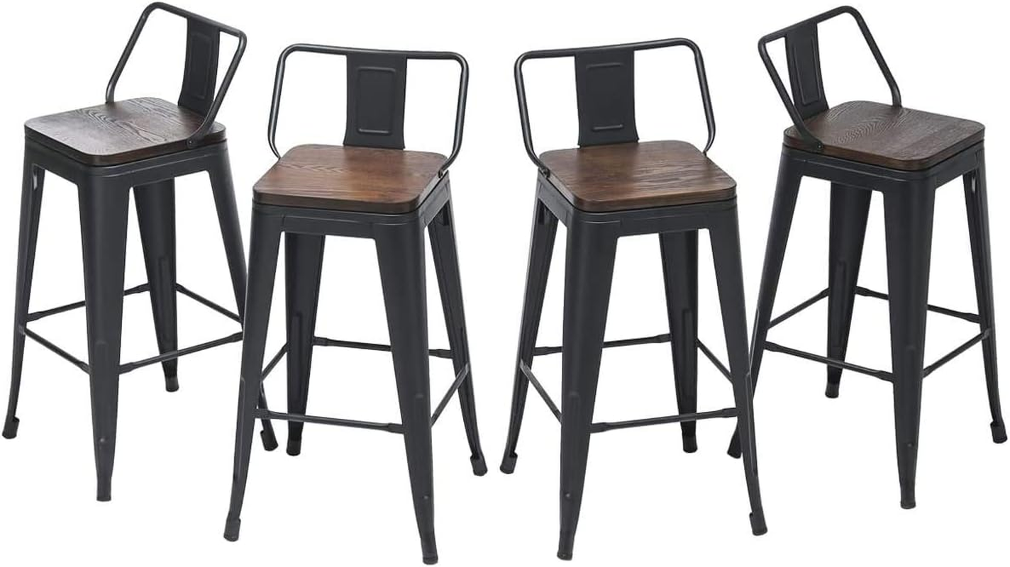 Modern Metal Bar Stools Counter Height Barstools [Set of 4] Industrial ...