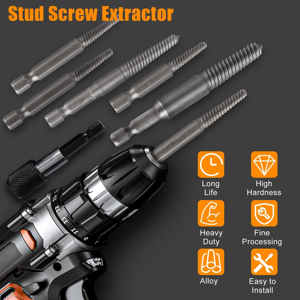 12Pcs Stud Screw Extractor Remover 1/4 Inch Hex Shank Damaged Bolt Easy ...