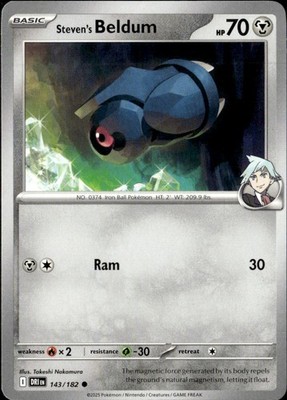 Pokemon Steven’s Beldum 143/182 Destined Rivals Non Holo Common 2 Card ...