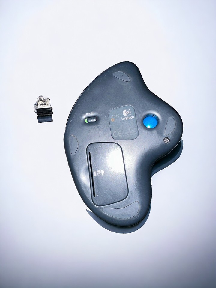 Logitech M570 Wireless USB Gray Trackball Mouse w/USB Dongle Receiver ...