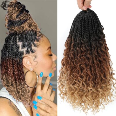 1- 6 Packs Ombre Box Braids Crochet Hair 14 18 inch Braids Hair With ...