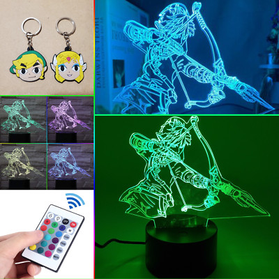 Zelda BOTW TOTK acrylic LED lamp + Link & Zelda keychains video game ...