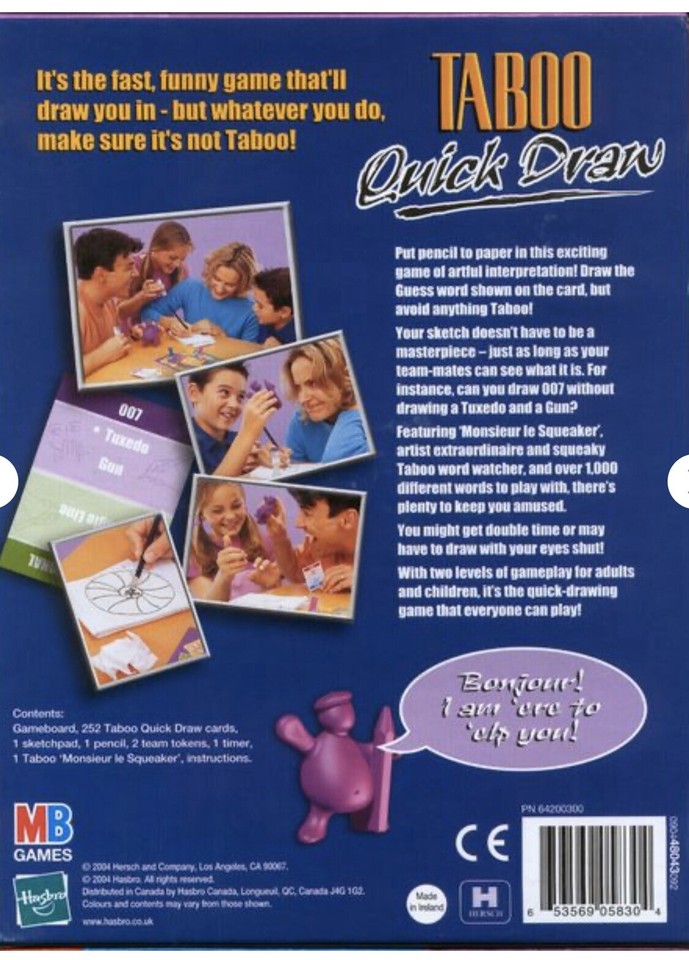 NEW Sealed Taboo Quick Draw Word Guessing Game Drawing Clues 2004 ...