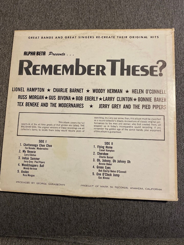 RARE USED LP VINYL RECORD: Alpha Beta Presents REMEMBER THESE? Limited ...