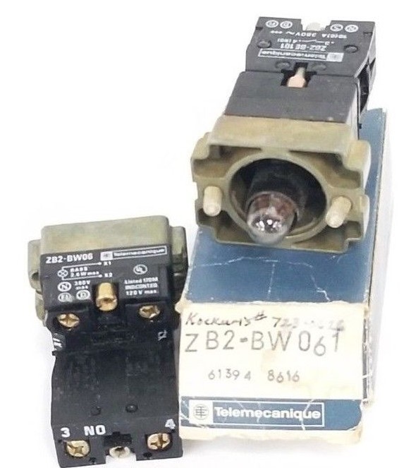 LOT OF 2 NEW TELEMECANIQUE ZB2-BW061 LIGHT MODULE ASSEMBLIES, ZB2BW061 ...