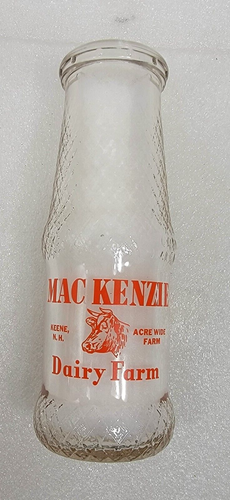 Vintage 1/2 Pt Mac Kenzie Dairy Farm Keene, N.H. Juice or Chocolate ...