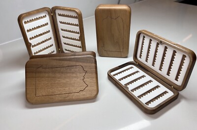 Fly box ~ Fly Fishing Custom Made Wood Fly Box ~ Walnut Wood. | eBay