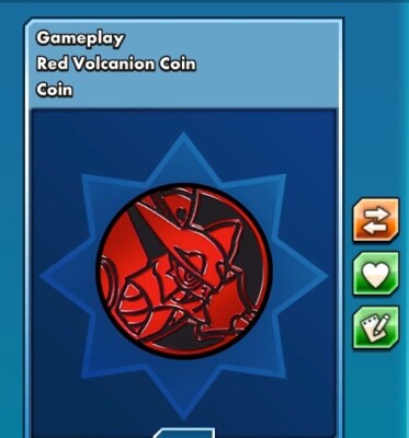 Red Volcanion Coin Pokemon TCG Online Digital Gameplay Item PTCGO SENT ...
