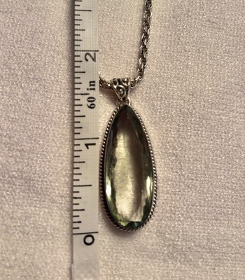 Teardrop Green Amethyst Prasiolite Pendant set in 925 Sterling Silver ...