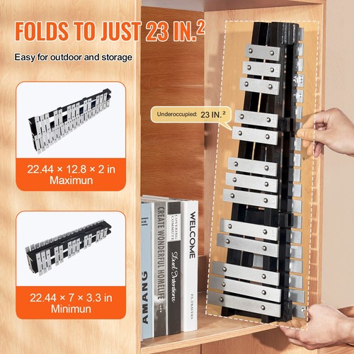 VEVOR 32 Note Glockenspiel Xylophone Bell Kit with Mallets, Drum Sticks ...