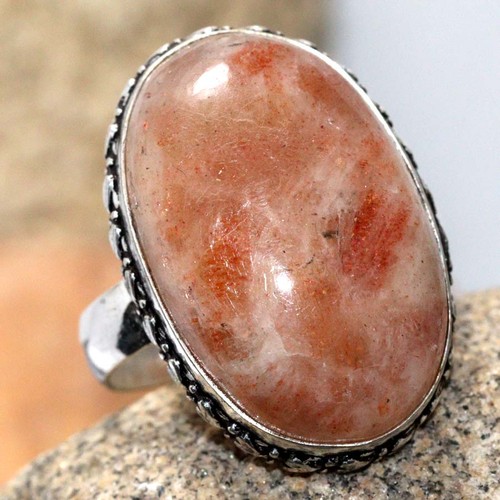 Sunstone 925 Silver Plated Gemstone Handmade Ring US 8.5 Unique Jewelry JW | eBay