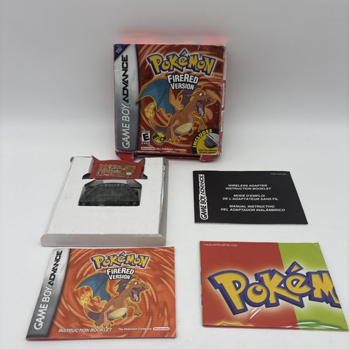 Pokemon Fire Red Version in box with wireless adapter Game Boy Advance ...