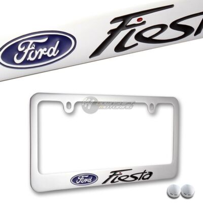 FORD FIESTA Chrome Brass Metal License Plate Frame with 2 Chrome Caps ...