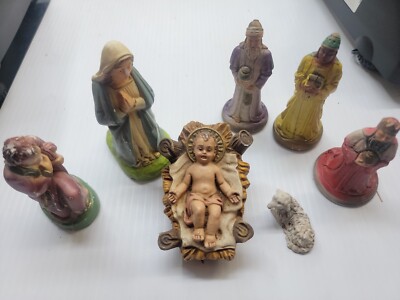 VTG 7 Piece Nativity Creche Ceramic 4.25" Tall .Made In Italy. As Per ...