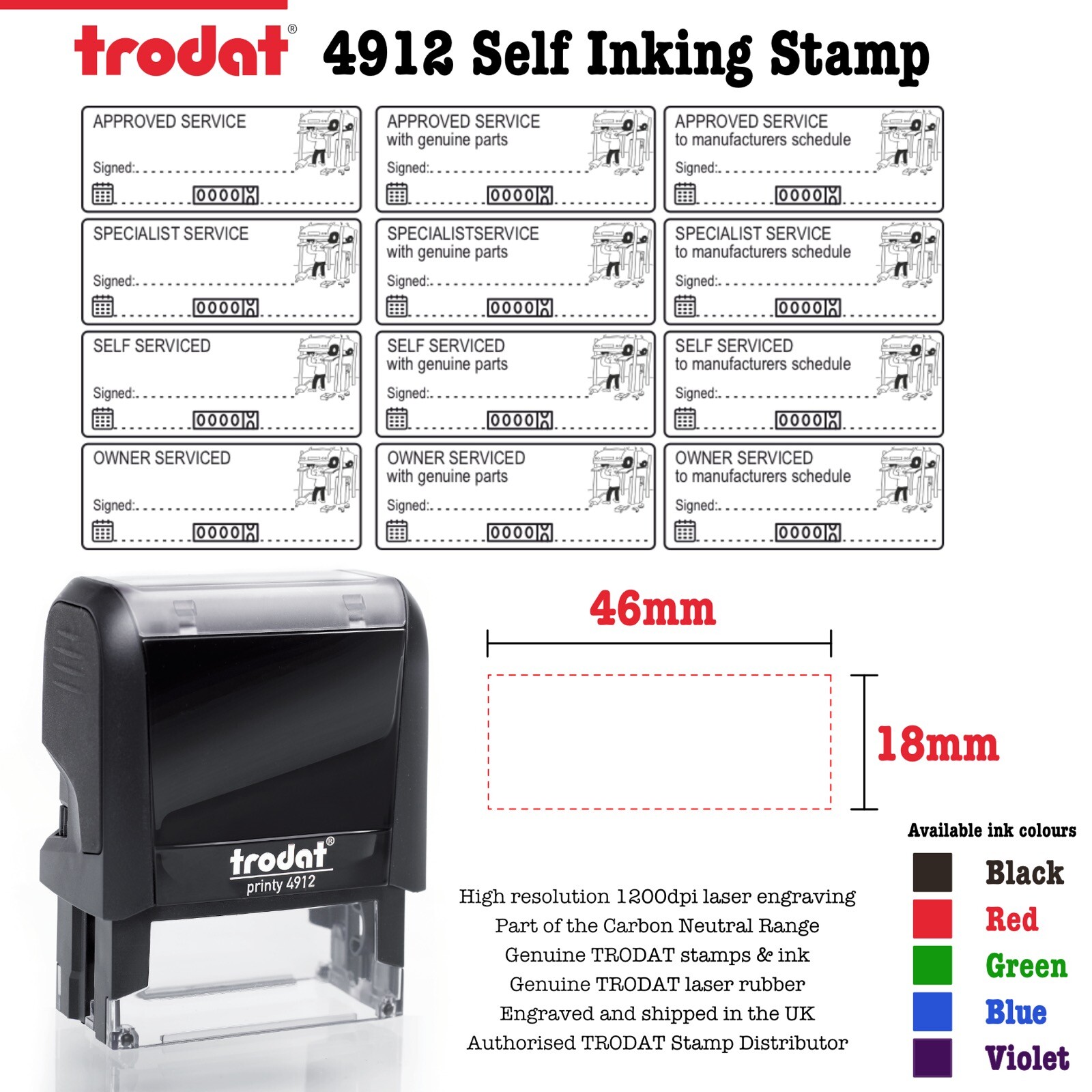 Self Inking Home Service Garage Mechanic Rubber Stamp 46mm x 18mm ...