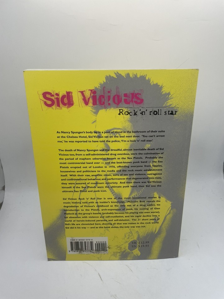 Sid Vicious: Rock and Roll Star by Malcolm Butt Paperback Punk Music ...