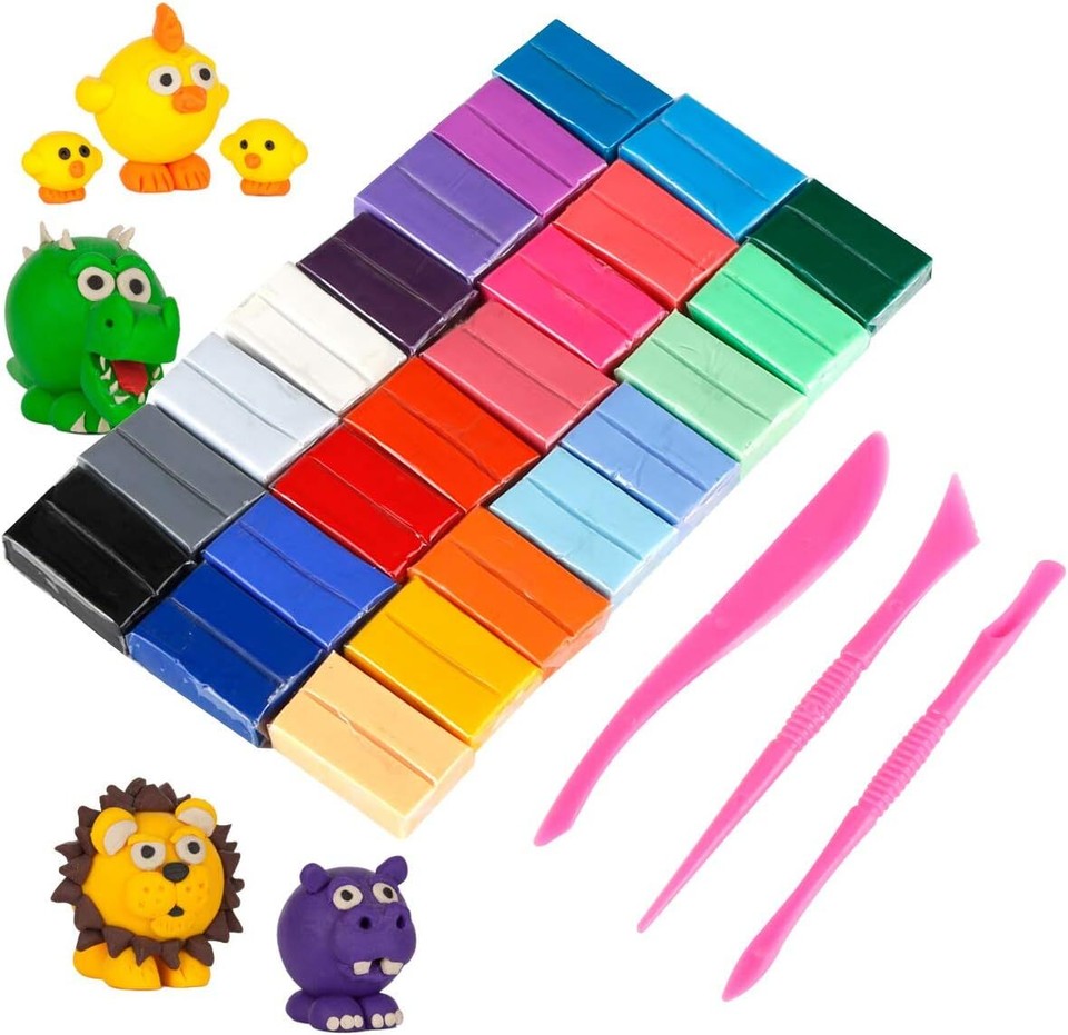 Small Block Polymer Clay Starter kit, Oven Bake Clay, DIY Molding 24 ...