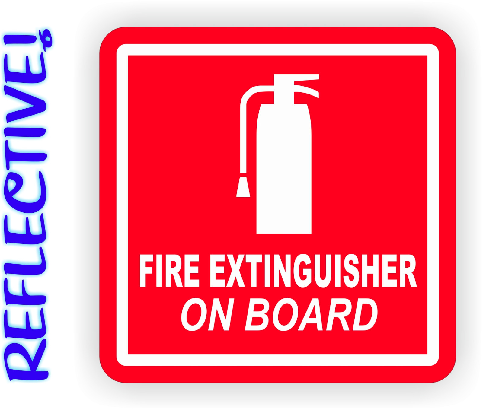 REFLECTIVE 2 inch Fire Extinguisher on Board Vinyl Decal Sticker Badge ...
