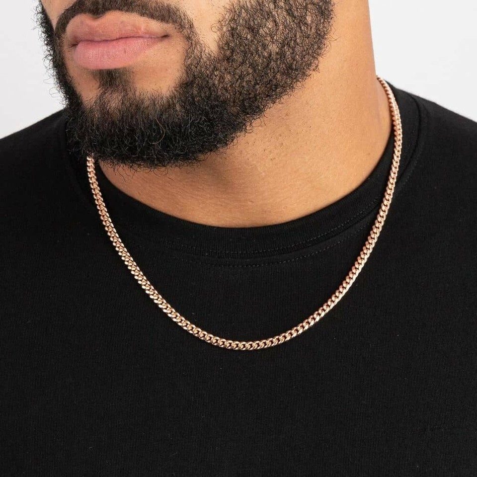 18K Gold over 316L Stainless Steel 5mm Cuban Link Curb Chain Necklace ...