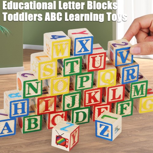 Letter Recognition Blocks Children Educational Wooden Building Block ...