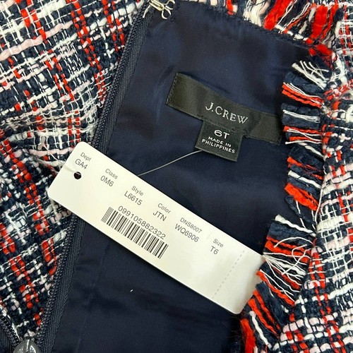 J. Crew Tweed Resume Sheath Dress Azalea Women's 6 Tall Red White Blue ...