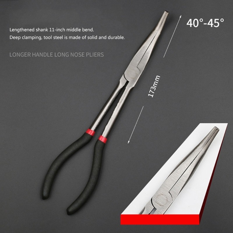 3Pcs Extra Long Nose Pliers Set Straight Bent Tip Mechanic Equipment ...