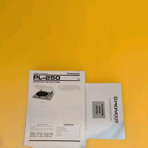 Vintage Original Pioneer PL-250 Stereo Turntable Operating Instructions ...