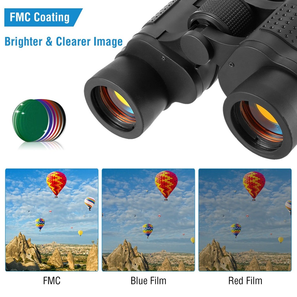 60X50 Zoom Hunting Binoculars FMC Lens Low Travel Outdoor Telescope ...