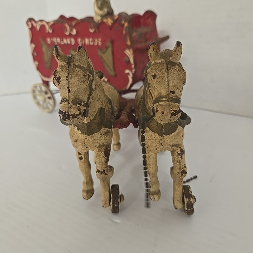 Antique Kenton cast iron toy OVERLAND CIRCUS Horsedrawn band wagon 15 ...