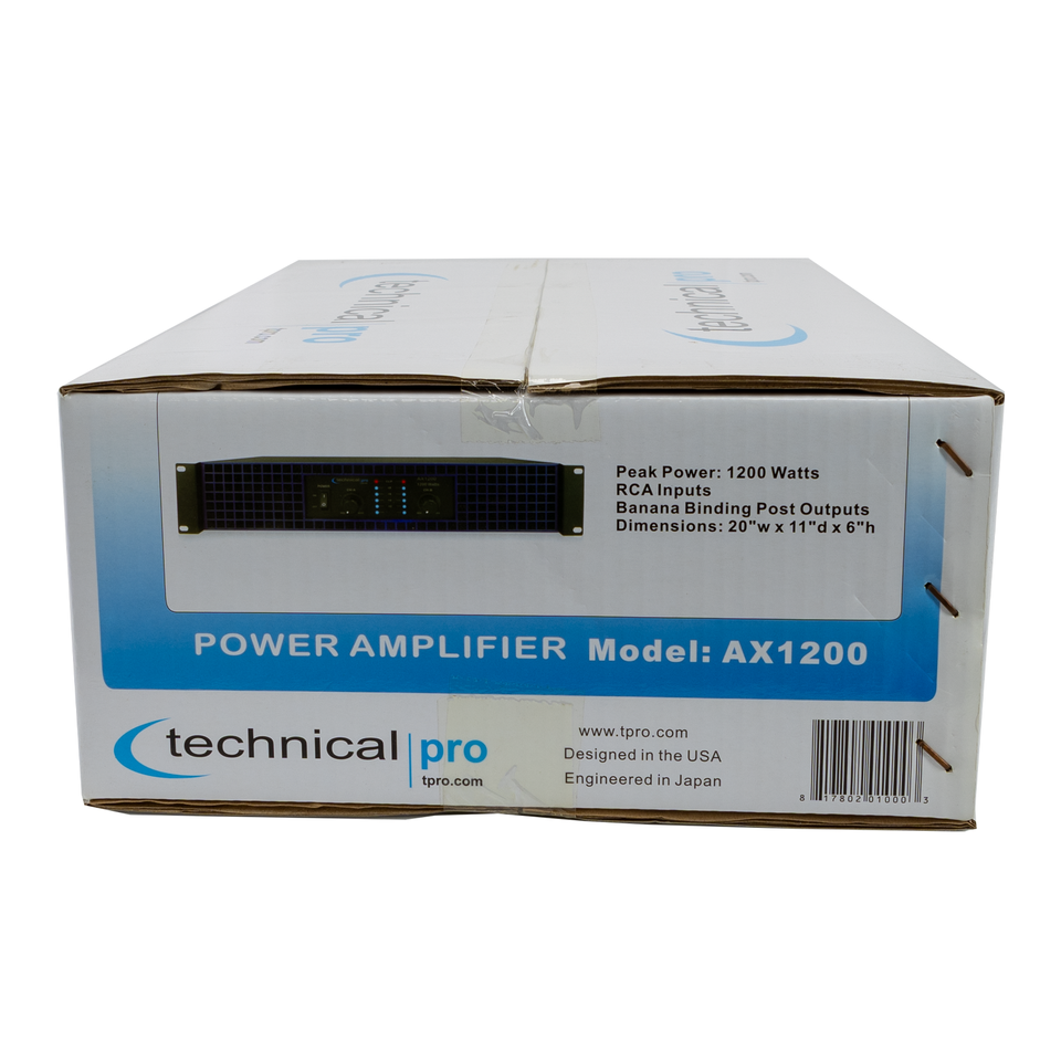 Technical Pro AX1200 Stereo Power Amplifier 1200W Rackmount Amp w/ EQ ...