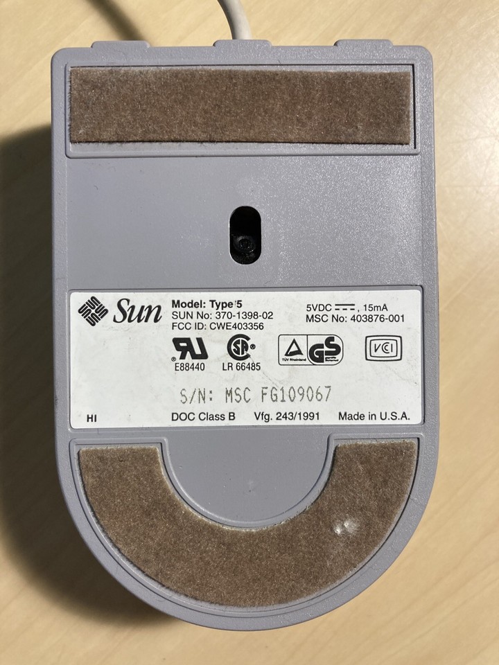 Sun Microsystems Type 5 Optical 3-Button Mouse 370-1398 | eBay