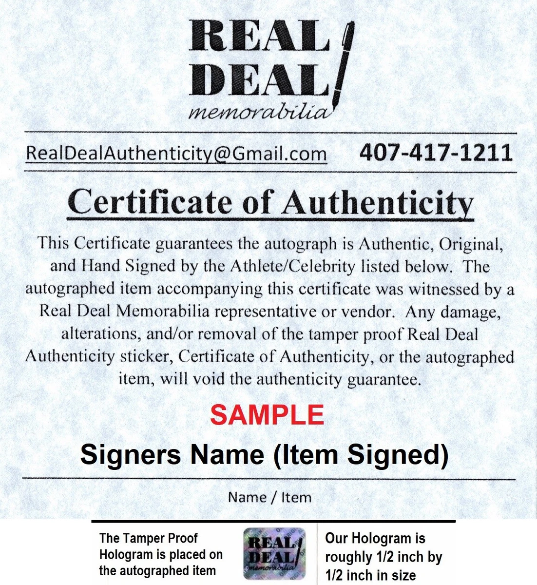 Certificate Of Authenticity Template Autograph