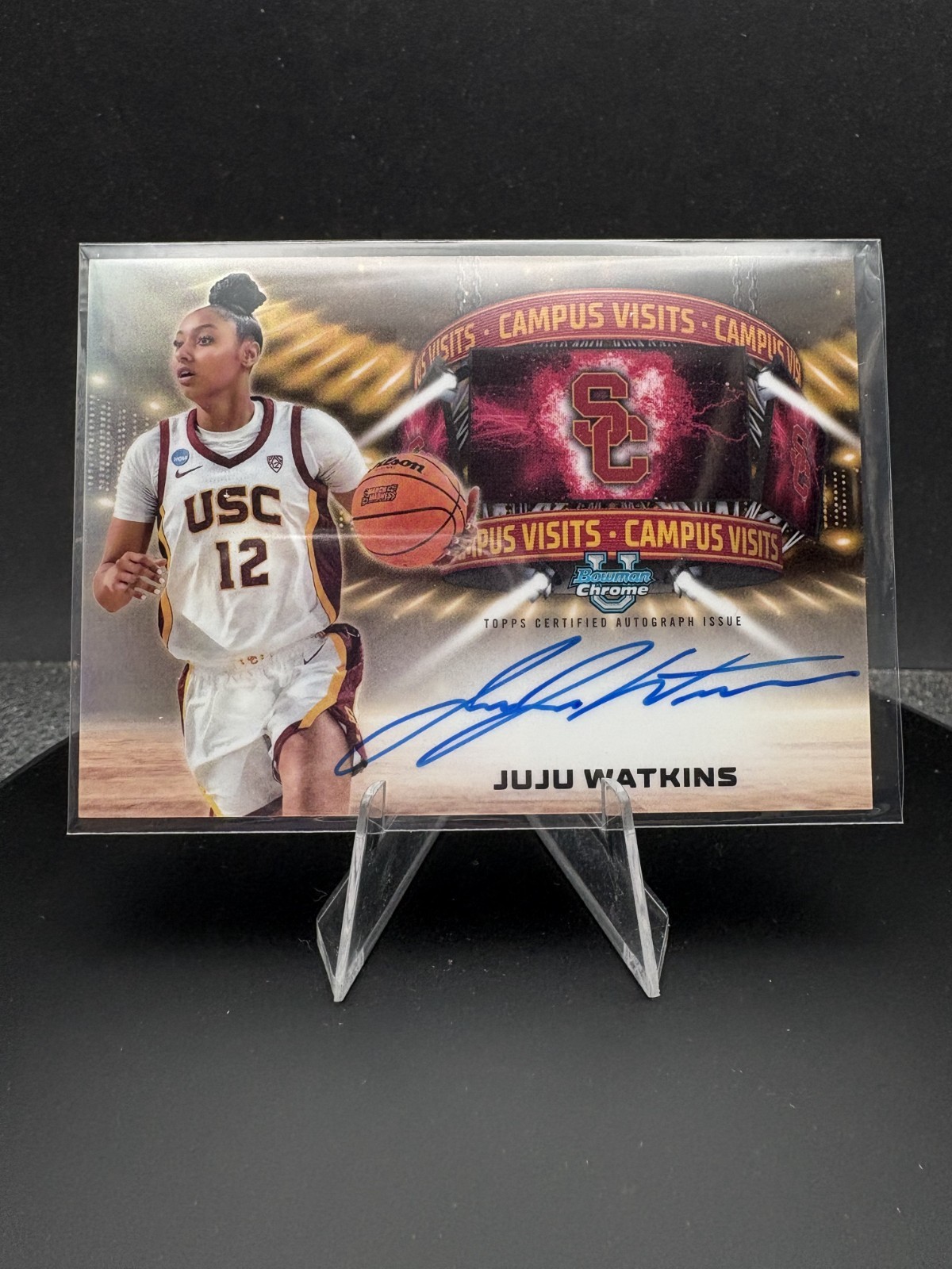 JuJu Watkins USC Trojans 2025 Bowman U Chrome Campus Visits on card auto