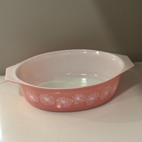 Pyrex Pink Daisy Casserole Dish 1 1/2 Qt Oval No Lid Vintage 1950s ...
