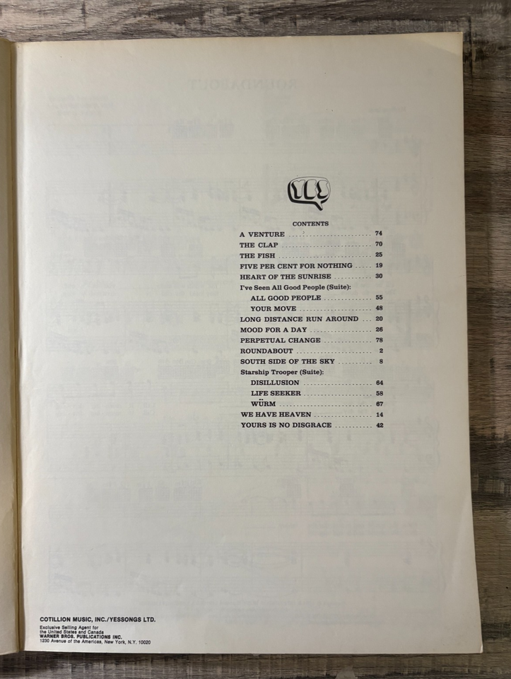 S VINTAGE 1972 YES Fragile Song Book Album Sheet Music Lyrics Guitar ...