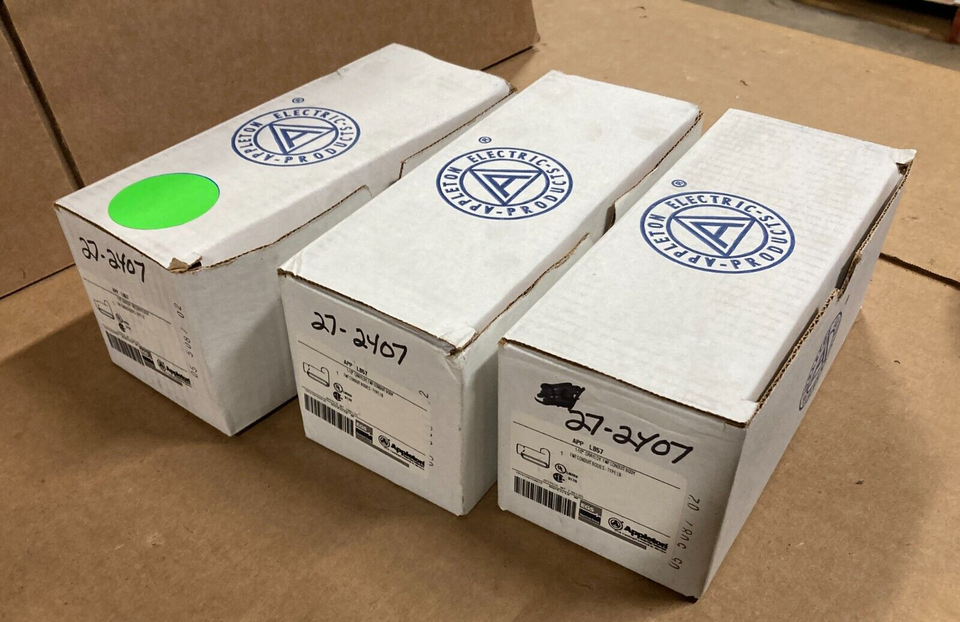 LOT OF 3 NEW APPLETON 1-1/2 " ALUMINUM FM7 CONDUIT BODY TYPE LB APP ...